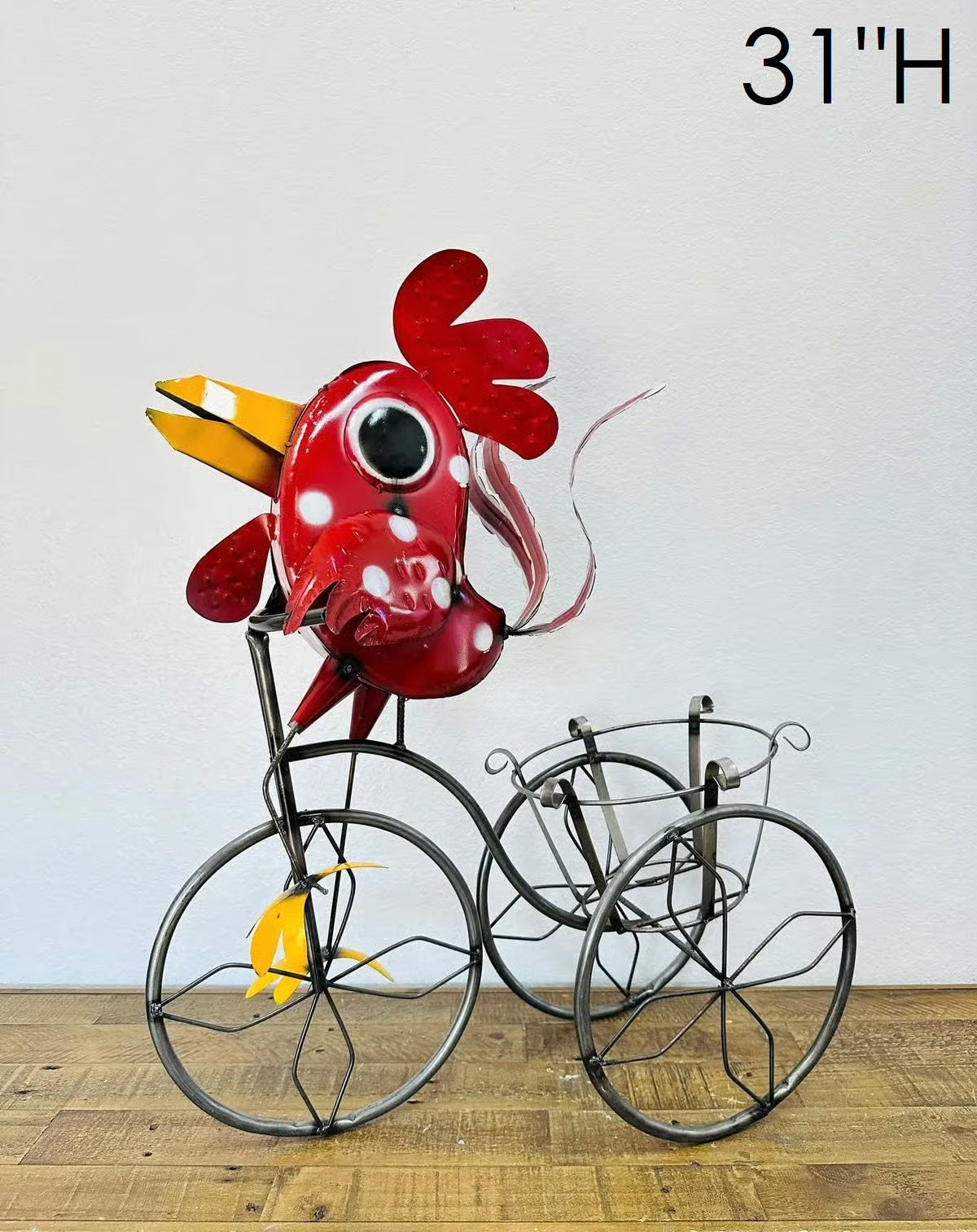Polka Dot Rooster on Tricycle Planter – Durbin Farms Market
